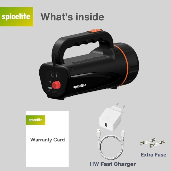 Spicelite Raja Rechargeable LED Torch | 10-Hour Runtime | 4800mAh ...