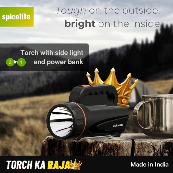 Spicelite Raja Rechargeable LED Torch | 10-Hour Runtime | 4800mAh ...