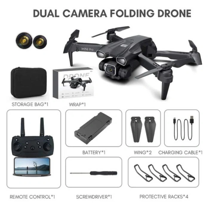 H66 Mini 4K HD Dual-Cam Foldable RC Drone Optical Flow Air Pressure ...