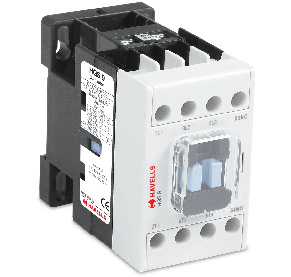 Havells 9A / 12A / 18A 3Pole 1NO HGS Contactor 240V AC Coil