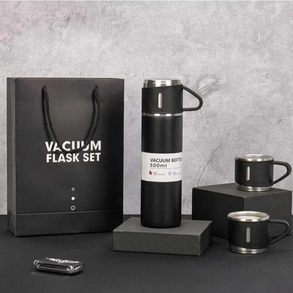 Premium Vaccum Flask With 3 Heat Resistant Cups