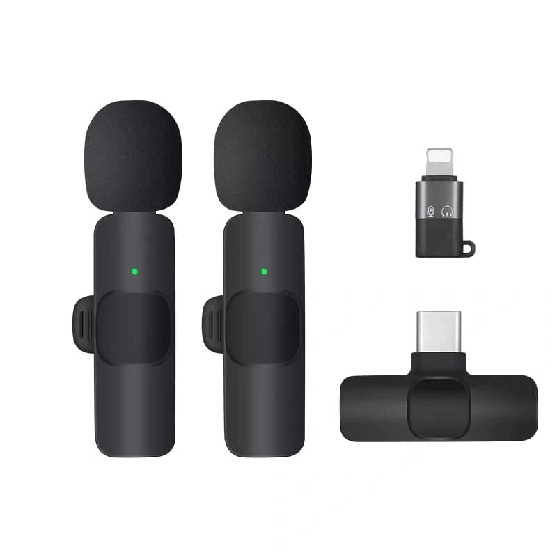 K9 Dual Wireless Collar Microphone 2.4G Lapel Lavalier Mic ...
