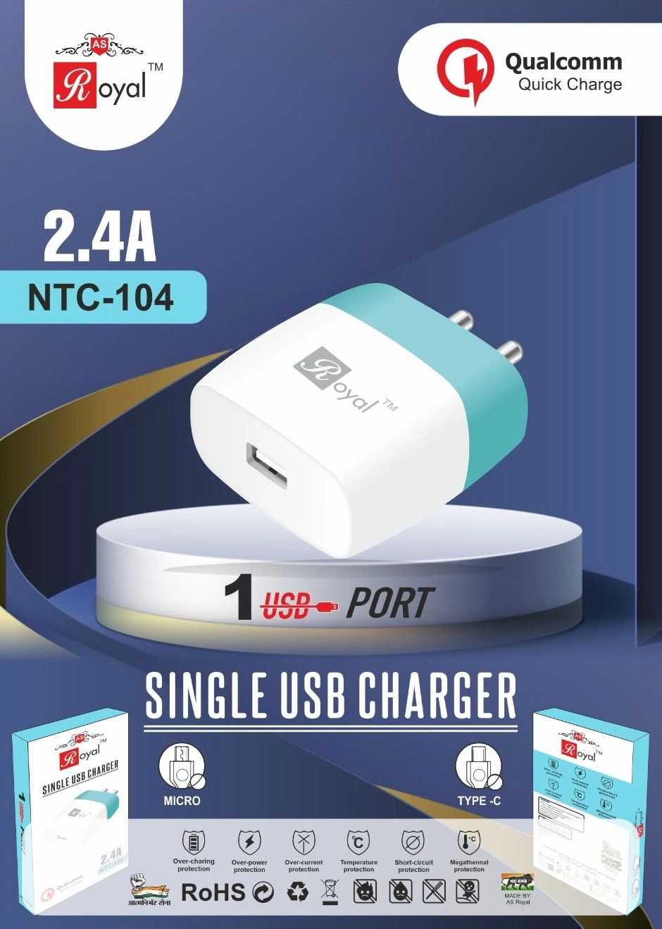 Royal 104 2.4A Single Usb V8 Charger