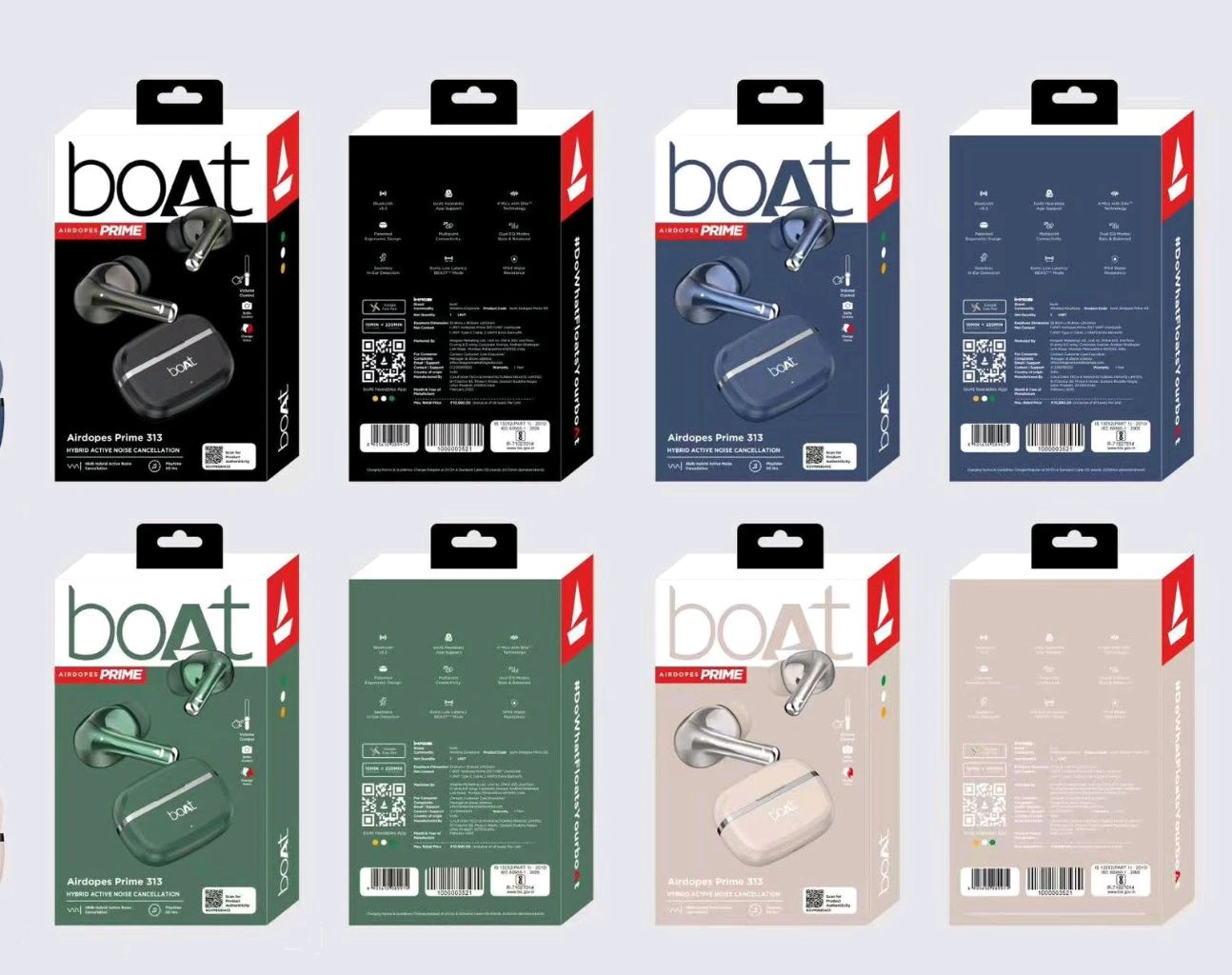 Boat New 🆕 Prime 313 Metal shiny Earbuds Big Box 1by1 lamination Pack