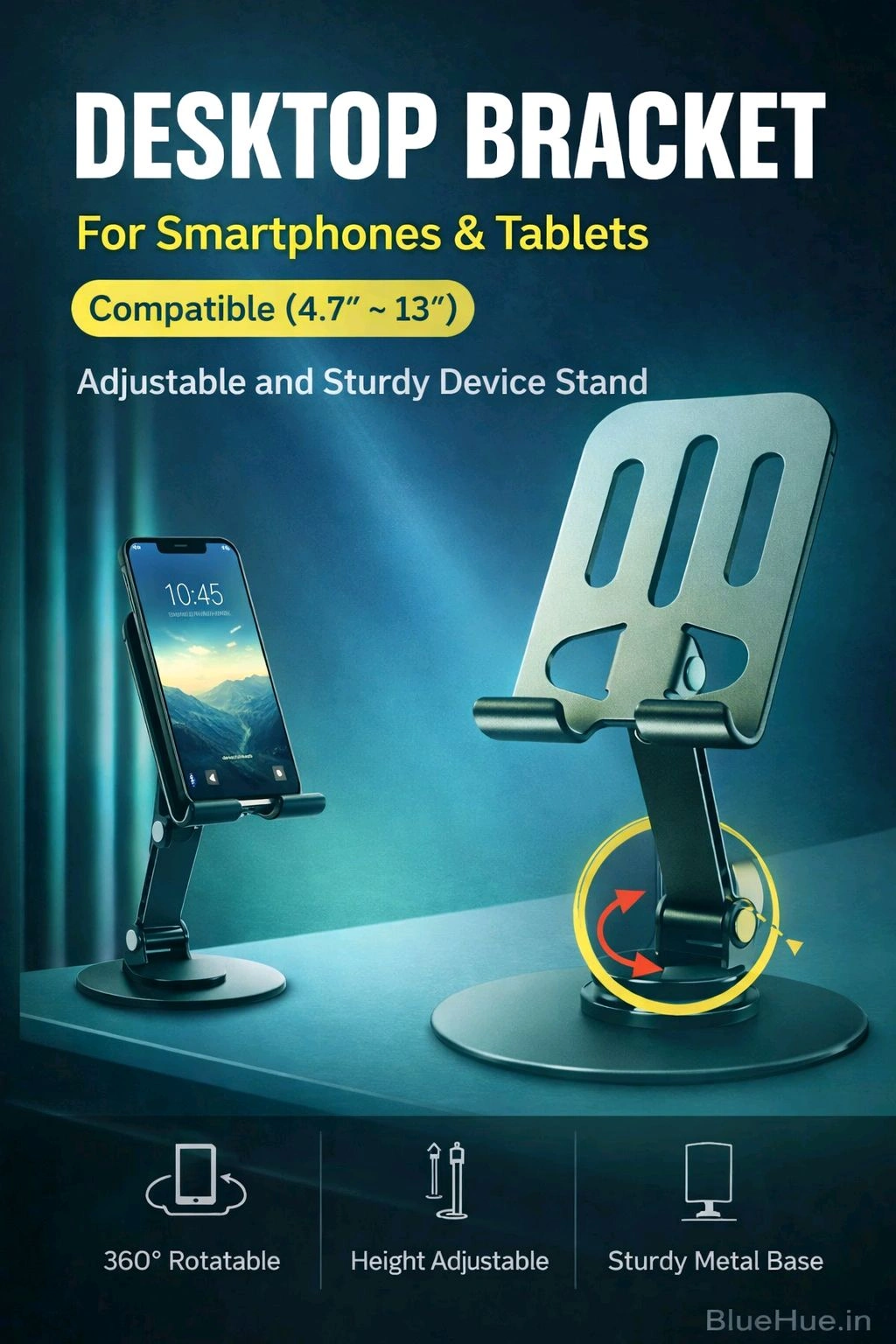 New Metal Desktop Mobile & Tablet Stand | Adjustable Phone Holder | 4.7 ...