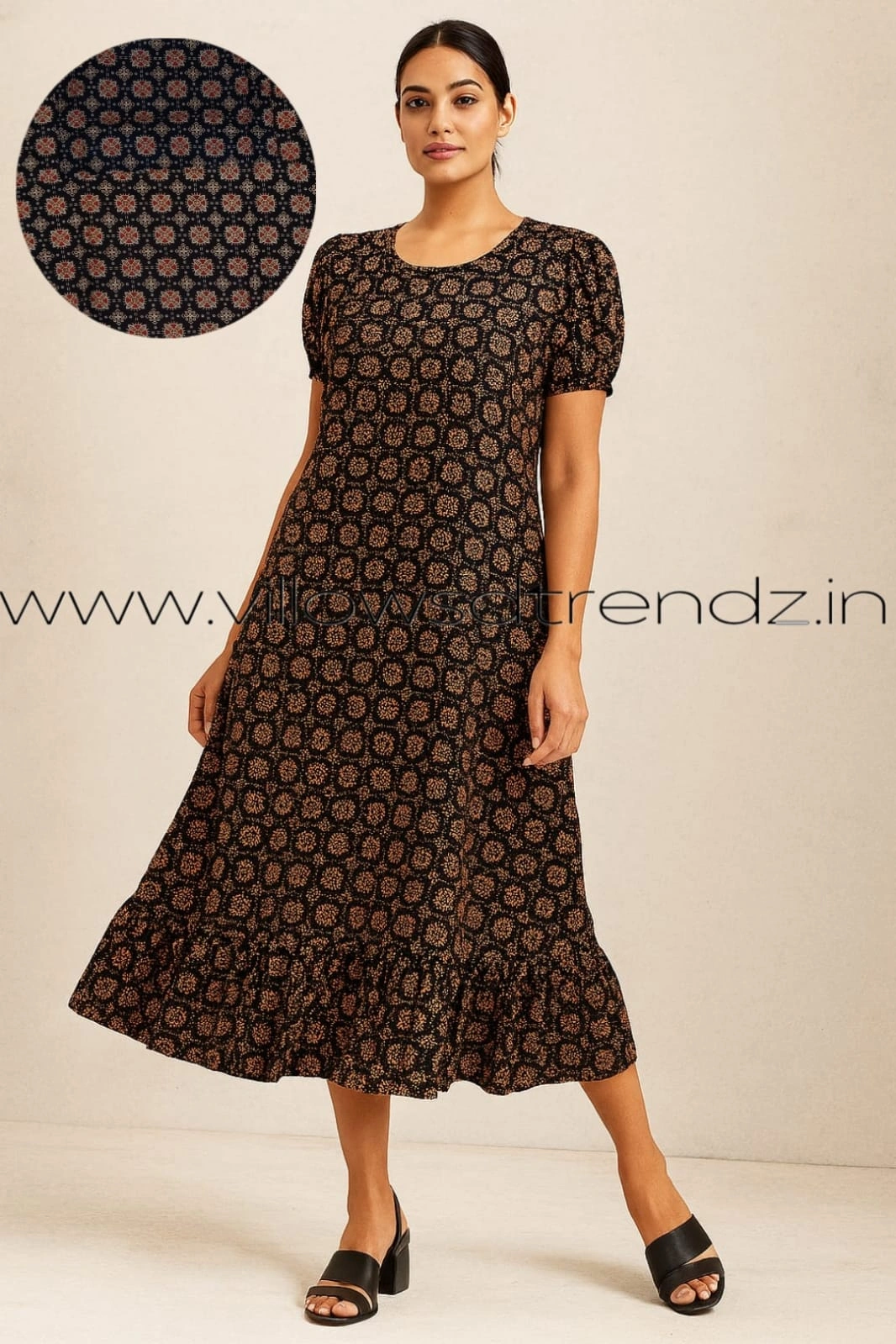 Frock Nighty| Night Gown| Nighty |Black| FN249014