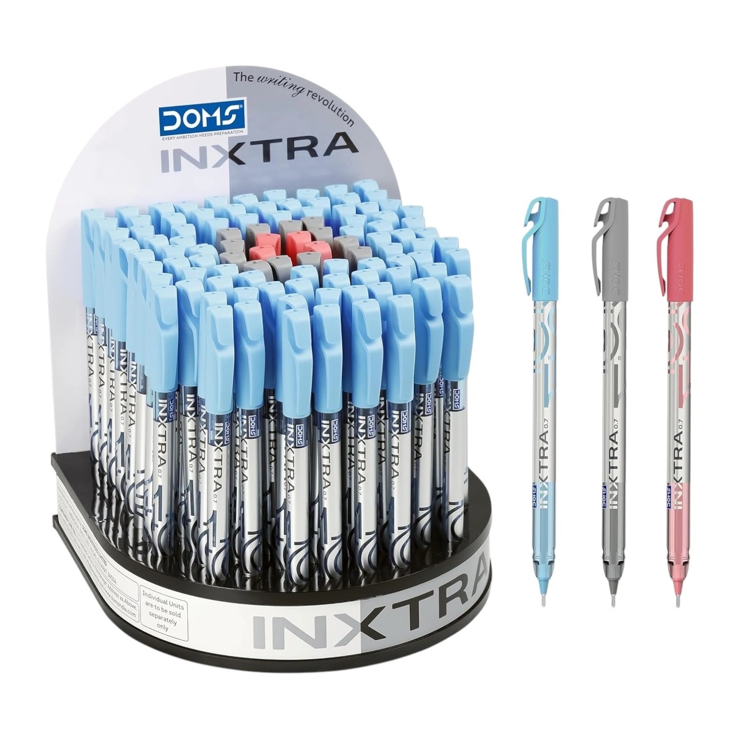 Doms Inxtra Fine Ball Pen Pack of 100 Pieces 84 Blue / 12 Black / 4 Red