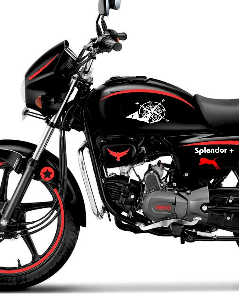 Splendor Complete Modification Creative Vinyl Radium Sticker ( Red Color )