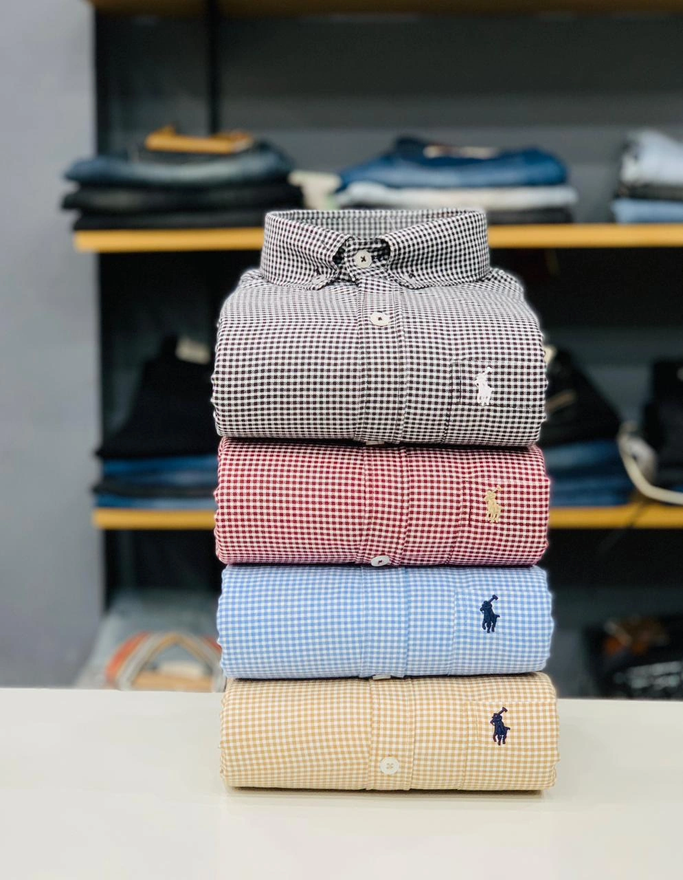 RL POLO Shirt Regular fit Checkd Formal Shirt (Pack Of 4)
