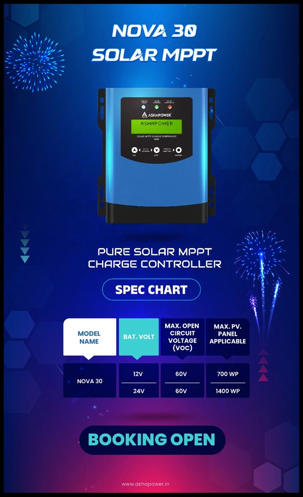 Ashapower Nova 30 12/24V 30A MPPT Solar Controller SMU (Ver. 9.3)