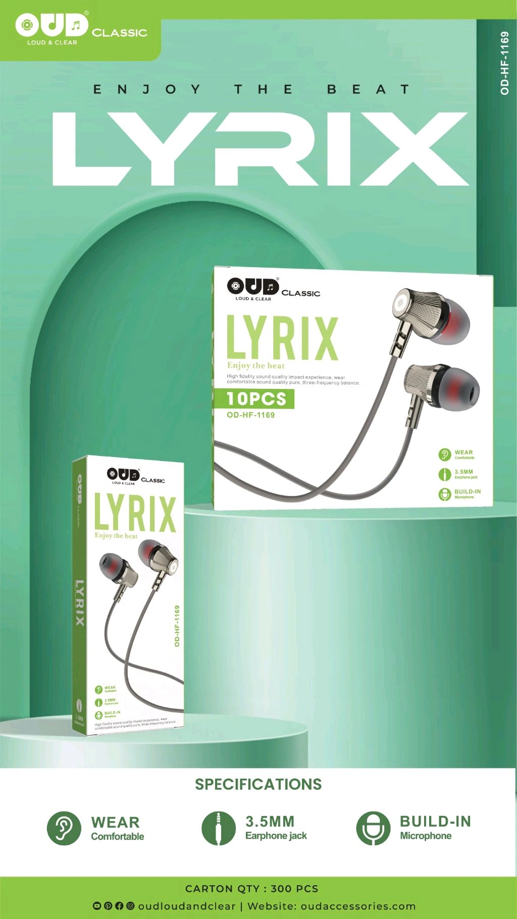 New OUD Lyrix OD-HF-1169 3.5mm Mic Earphone