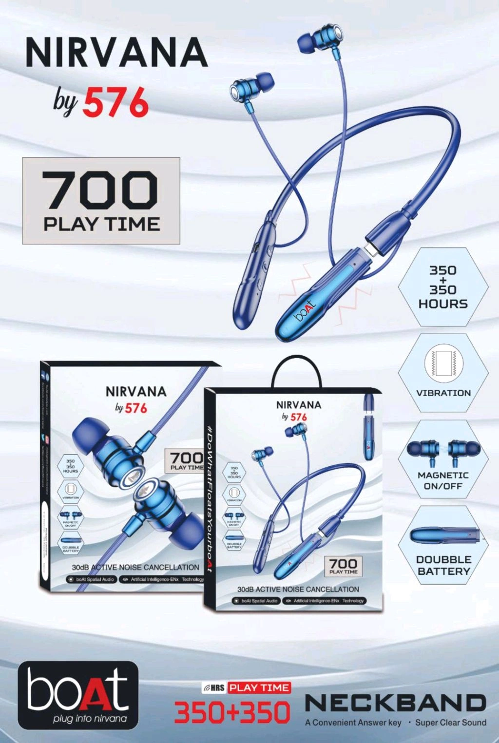 Boat Rockerz Nirvana 576 Double Battery 🔋 Neckband