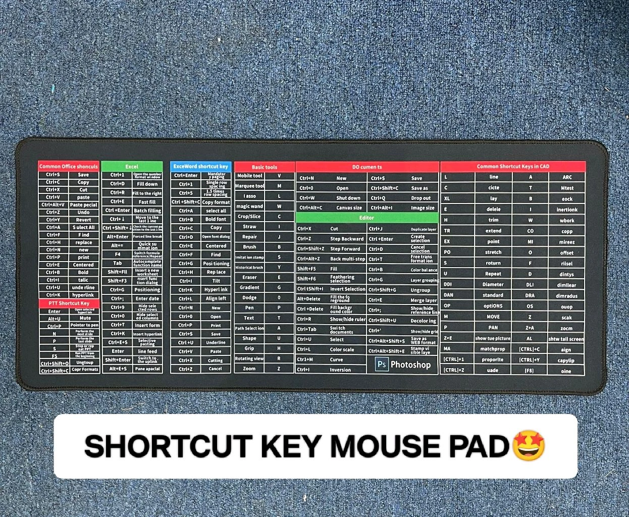 SHORTCUT KEY MOUSE PAD BIG