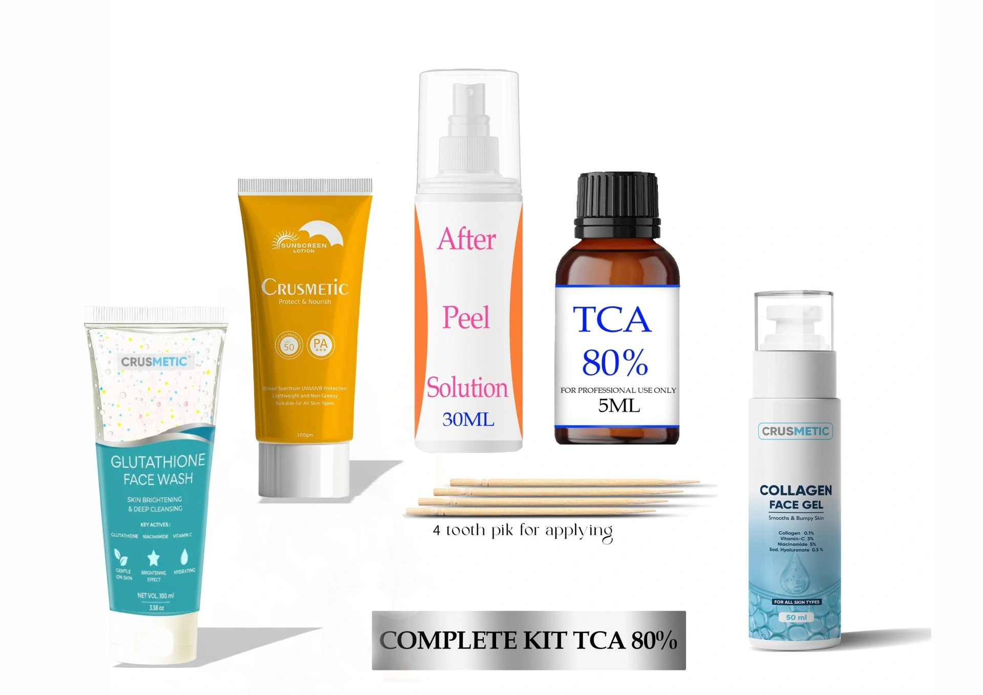 A Complete kit TCA CROSS 80% with Neutralizer & Glycolic With Kojic ...