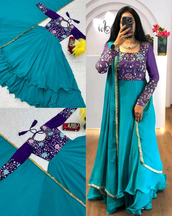 Ready to Wear pure space silk fabric with top heavy *dimond hand work ...