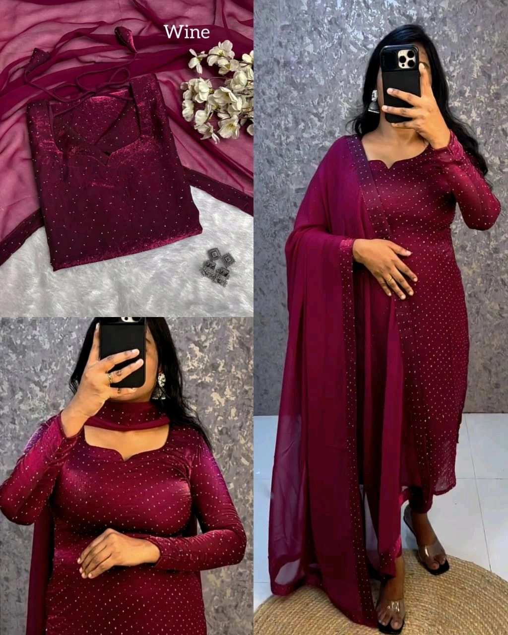 This kurti made with premium soft space silk with diamond work and ...