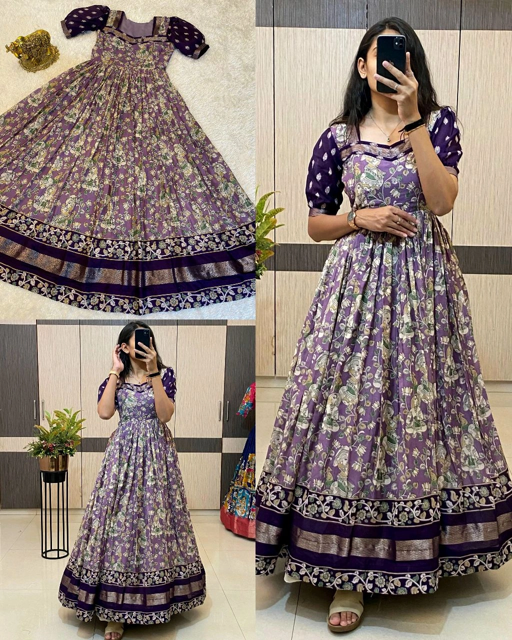 Mul Mul Cotton Kalamkari Long gown