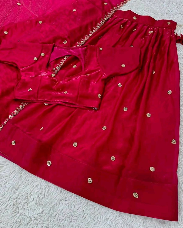 Trendy Hit Premium Pure Space Silk Half Saree With Handwork Cutt Dana ...