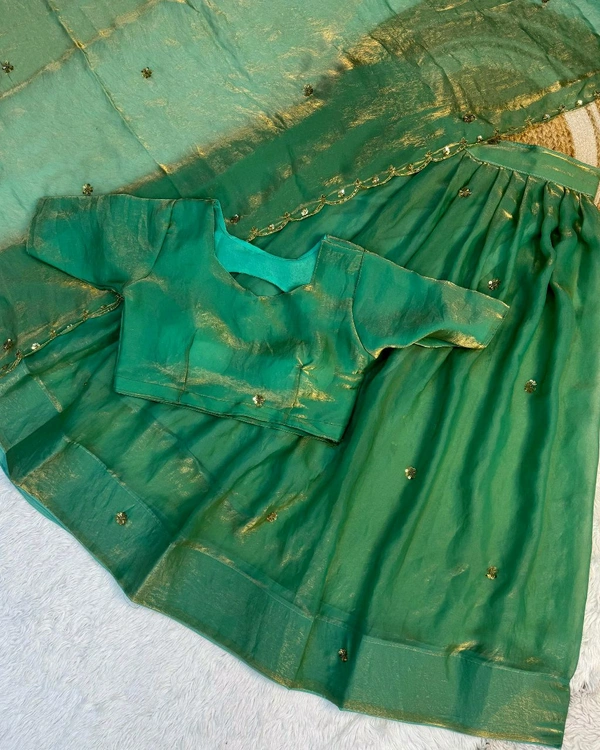 Trendy Hit Premium Pure Space Silk Half Saree With Handwork Cutt Dana ...