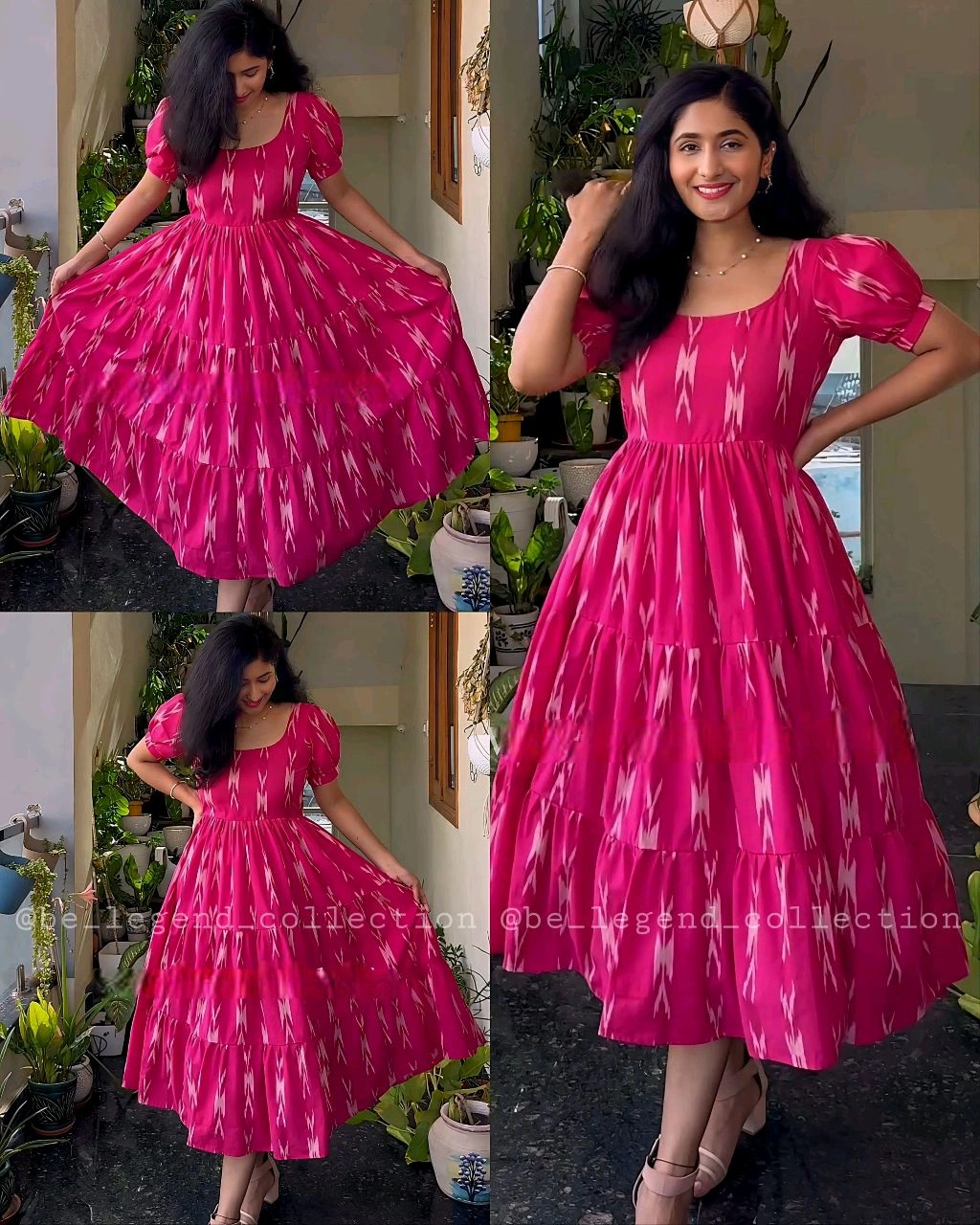 Beautiful Printed cotton Middi with heart neck Gown Dress