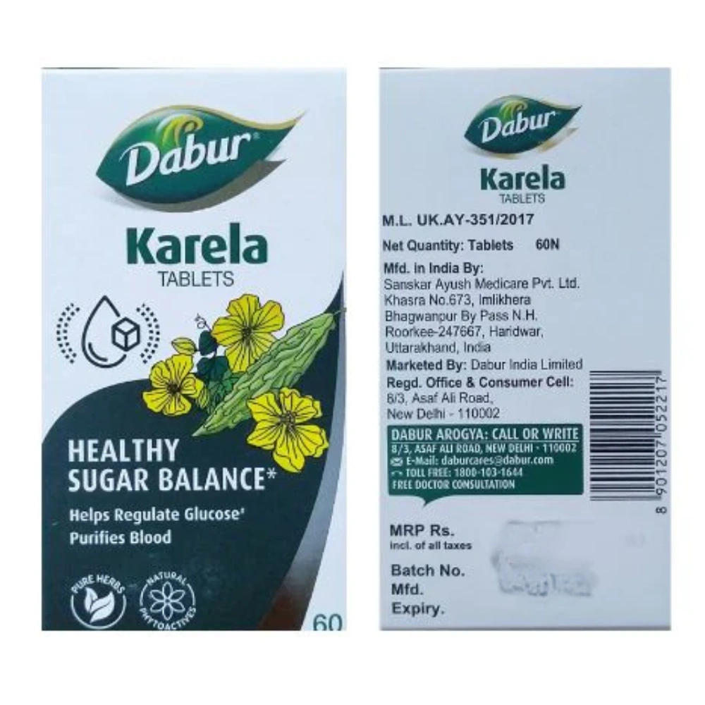 Dabur Karela Tablets (60 Tab) - Natural Blood Sugar Support | Ayush ...