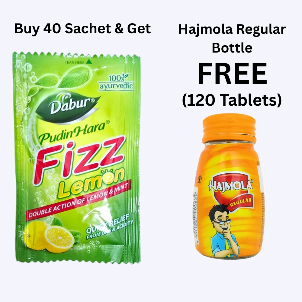 Dabur Pudin Hara Fizz (Lemon) 20 Sachet + Free Hajmola 20 Sachets worth ...