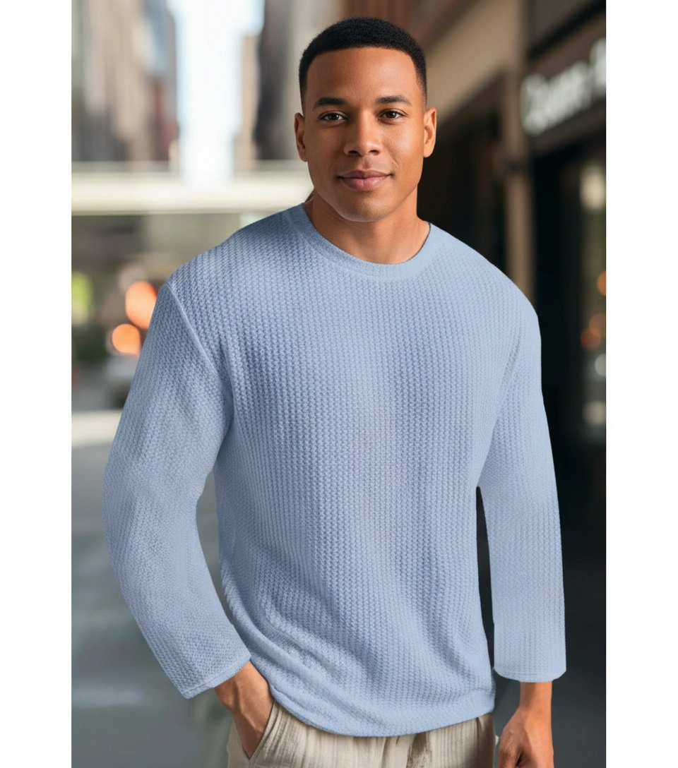 Polyester Self Knit Regular Fit Shirt