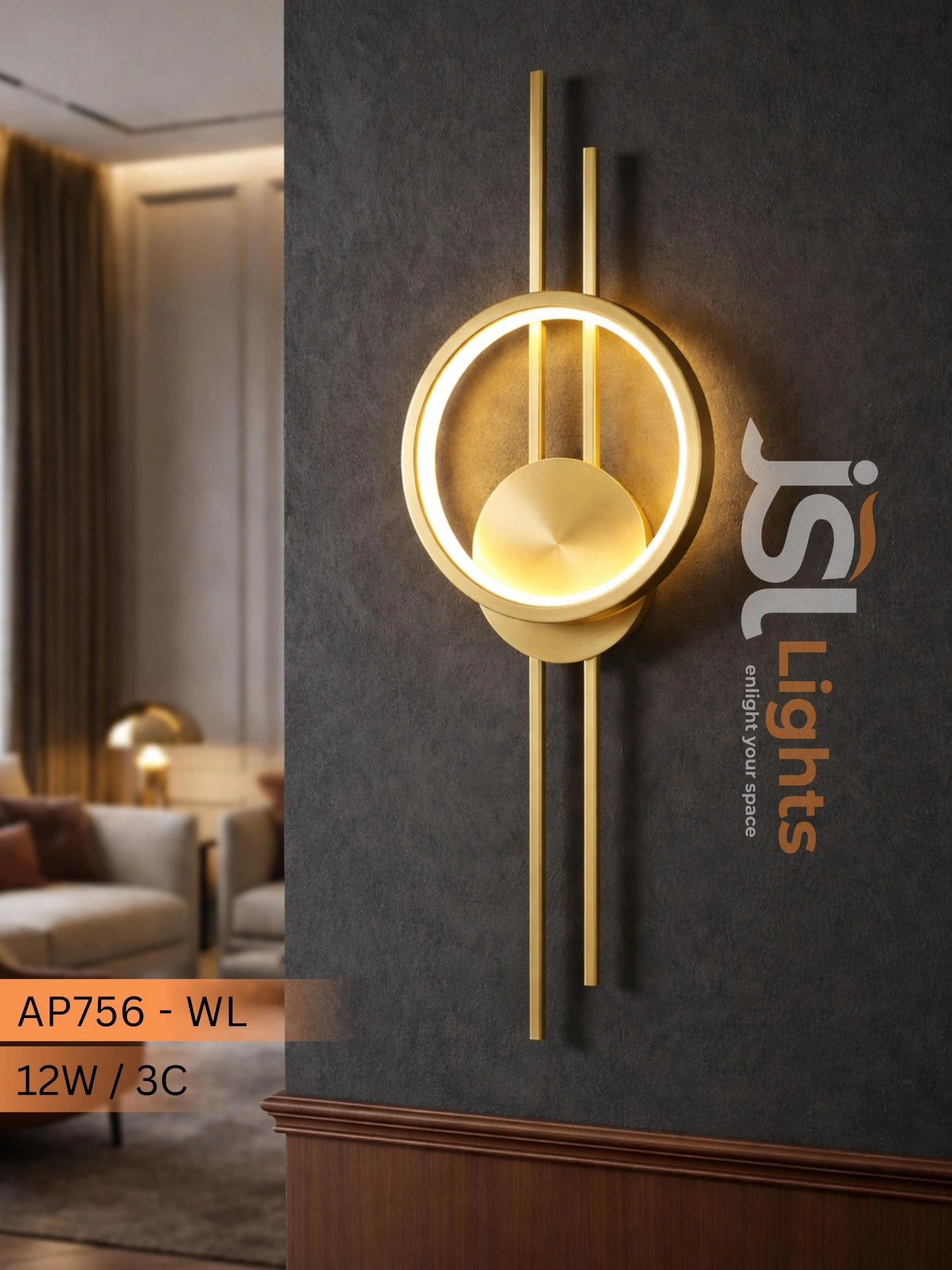 Premium Wall light 12W 3CCT Wall Decorative Light – AP756 Indoor Gold ...