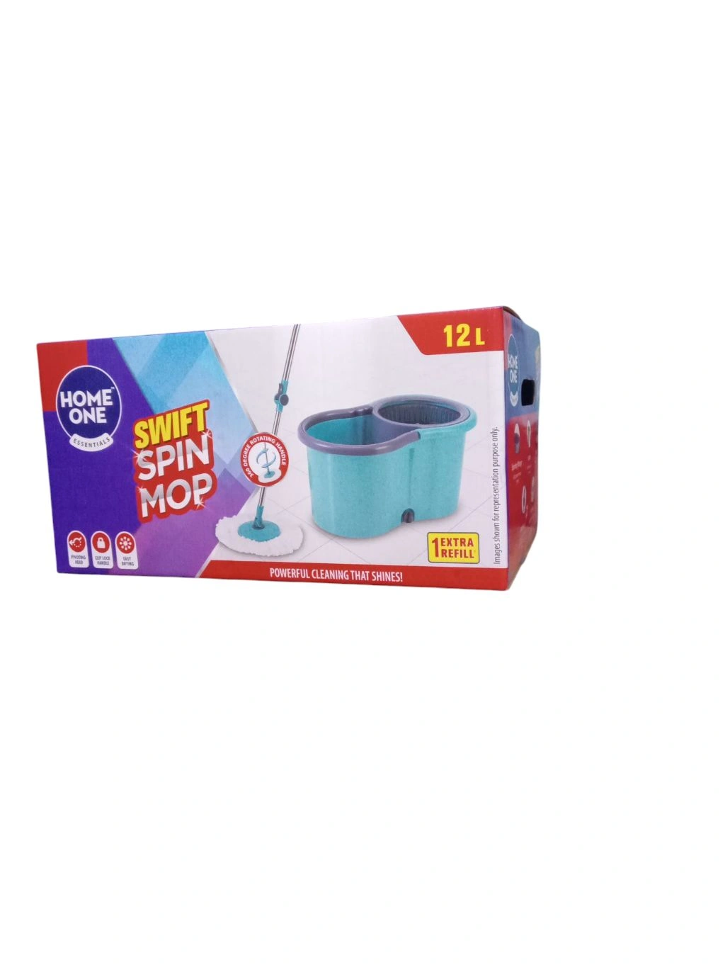 HOME ONE ESSENTIAL'S SWIFT SPIN MOP SET, 12 LITRE. 1 NOS. (LIMITED ...