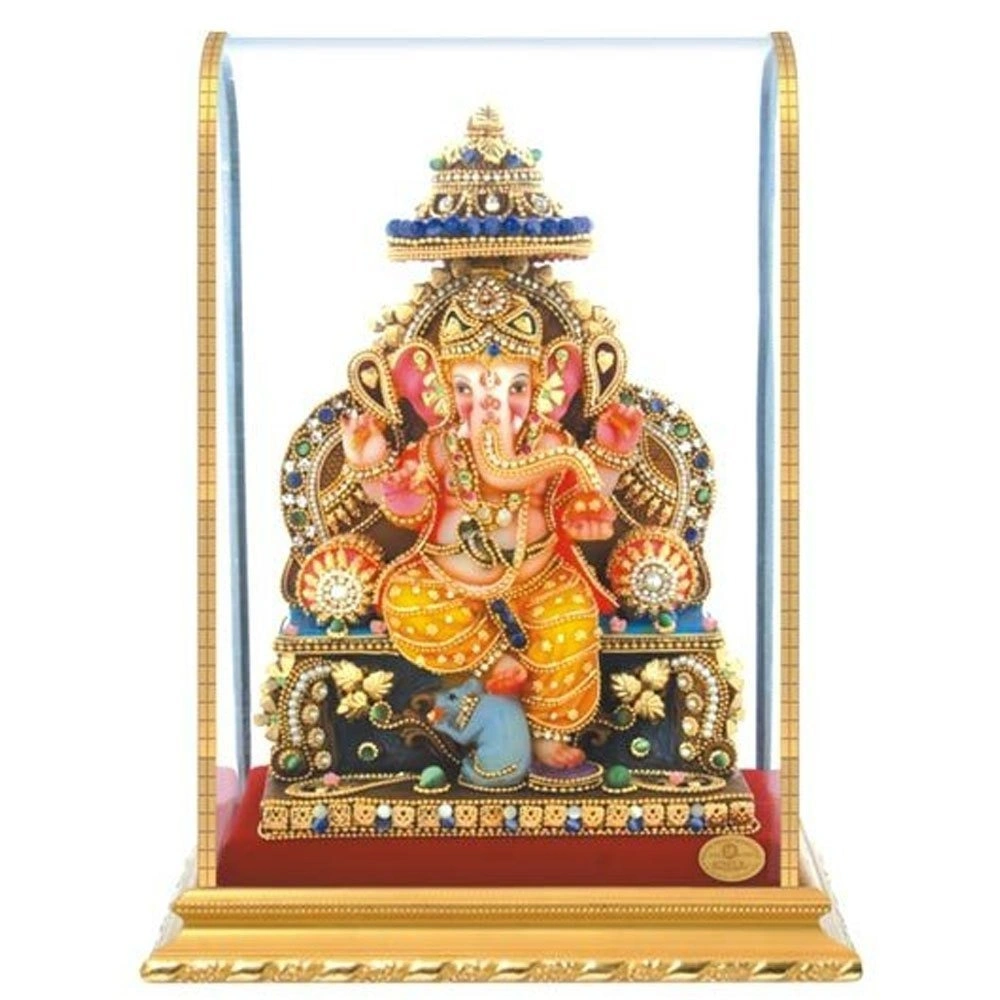 Rectangular Glossy Fiber Gift Ganesh Ji Statue