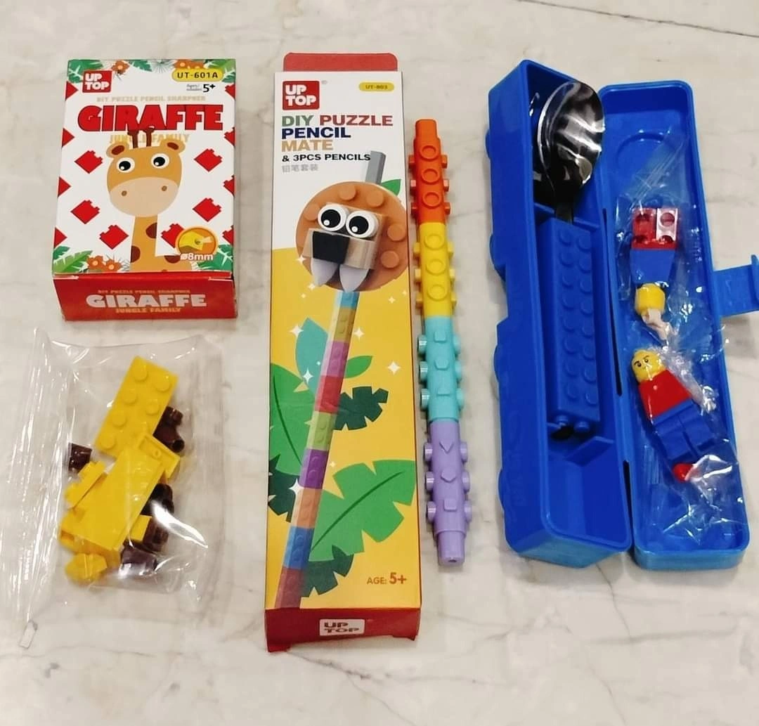 New lego combo 1 pencil, 1 pen, 1 sharpener, 1 cutlery set. Design ...