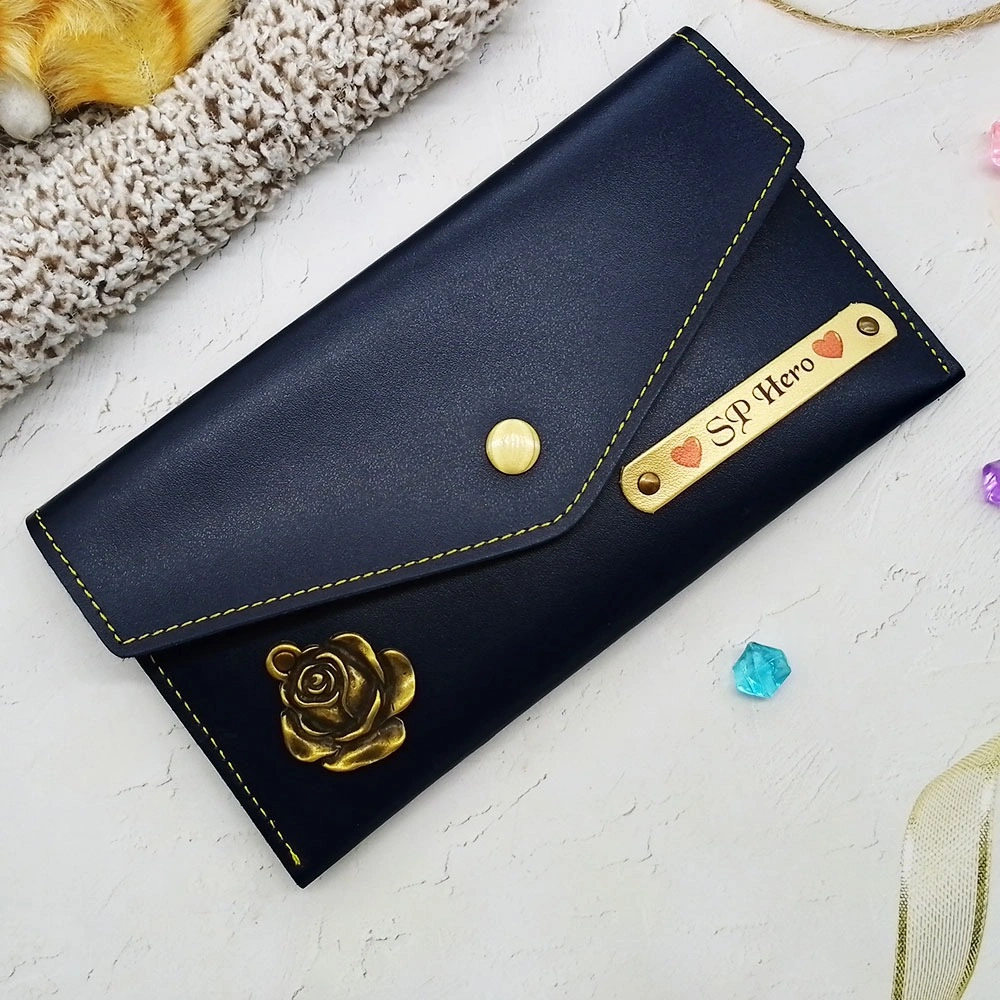 Customized Faux Leather Ladies Wallet with Name Engraving & Charm ...